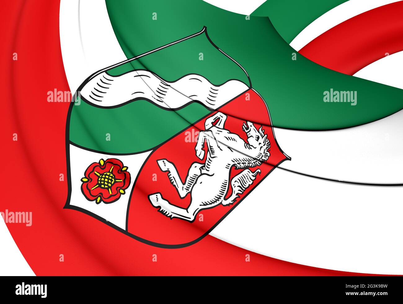 3D Flag of the North Rhine-Westphalia Stock Photo - Alamy