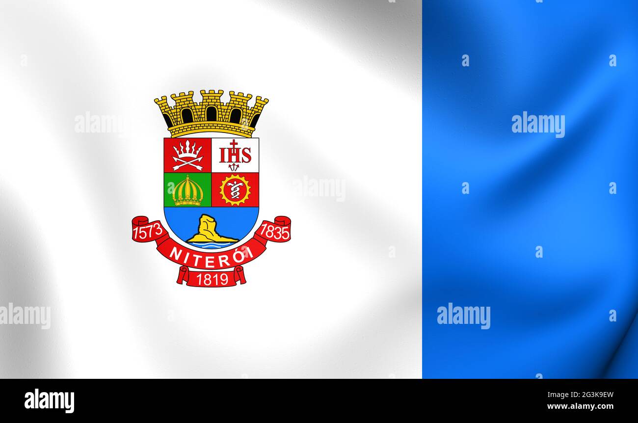 3D Flag of the Niteroi, Brazil. Close Up Stock Photo - Alamy