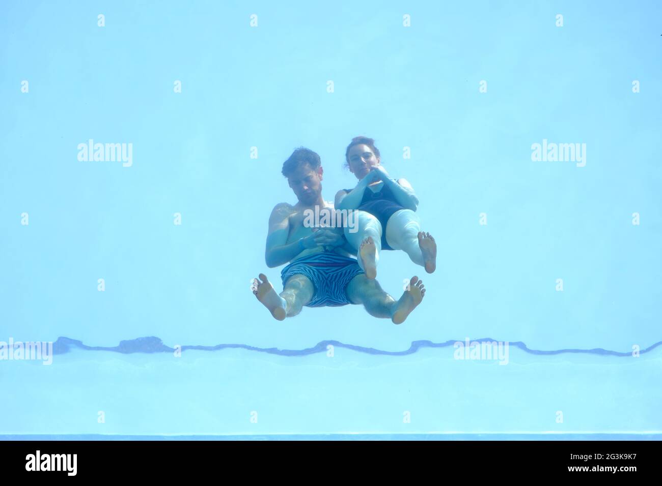 London, UK. Swimmers at the newly-opened transparent Sky Pool at ...