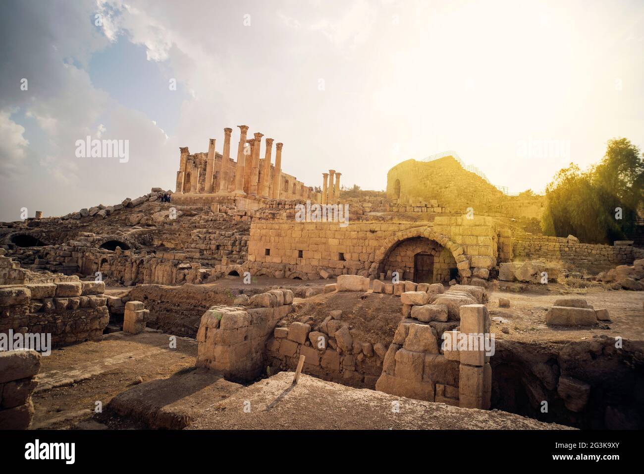 Temple in the Ancient Roman city of Gerasa, modern Jerash, Jordan. Old ...