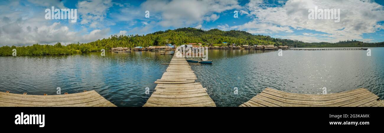 Wooden jetty in Indonesia Stock Photo - Alamy
