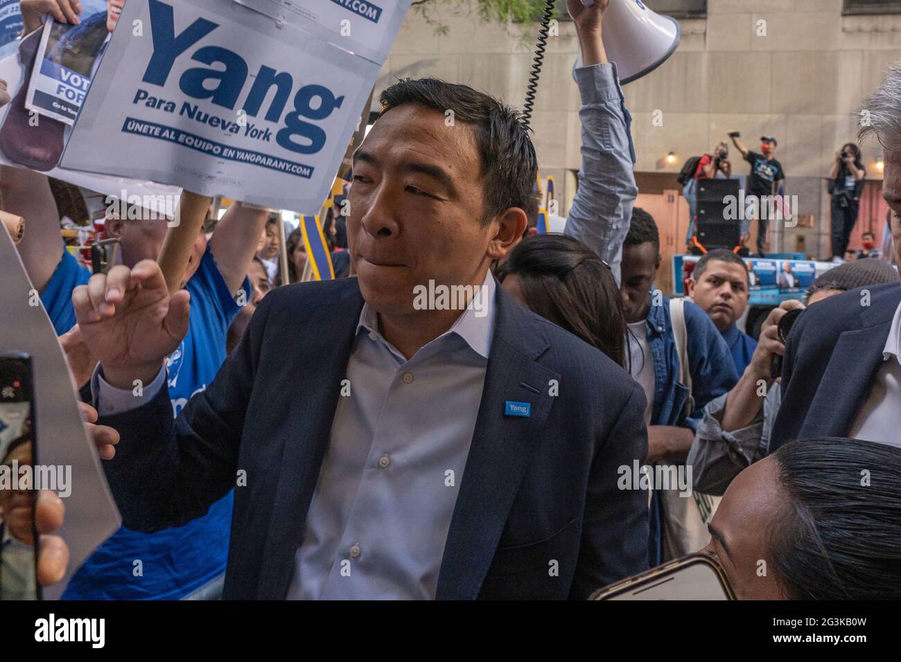 NEW YORK, NY- JUNE 16: New York City mayoral candidate Andrew Yang ...