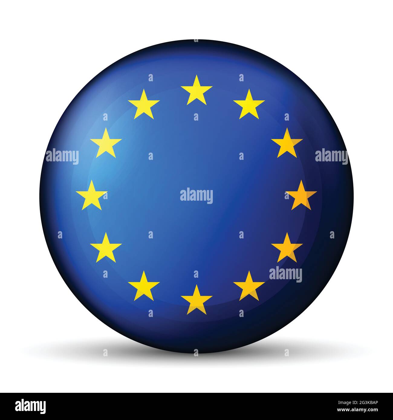 Glass light ball with European Union flag. Round sphere, template icon ...