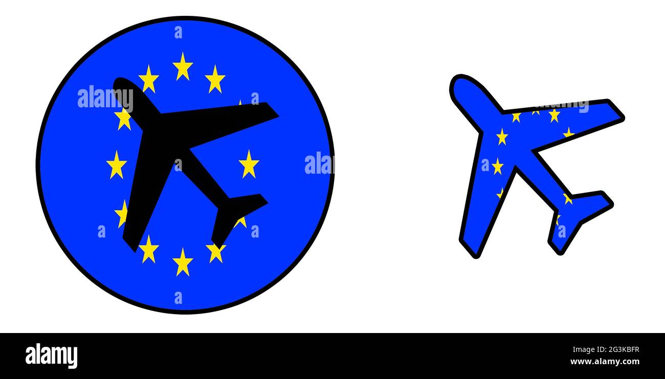 Nation flag - Airplane isolated - European Union Stock Photo - Alamy