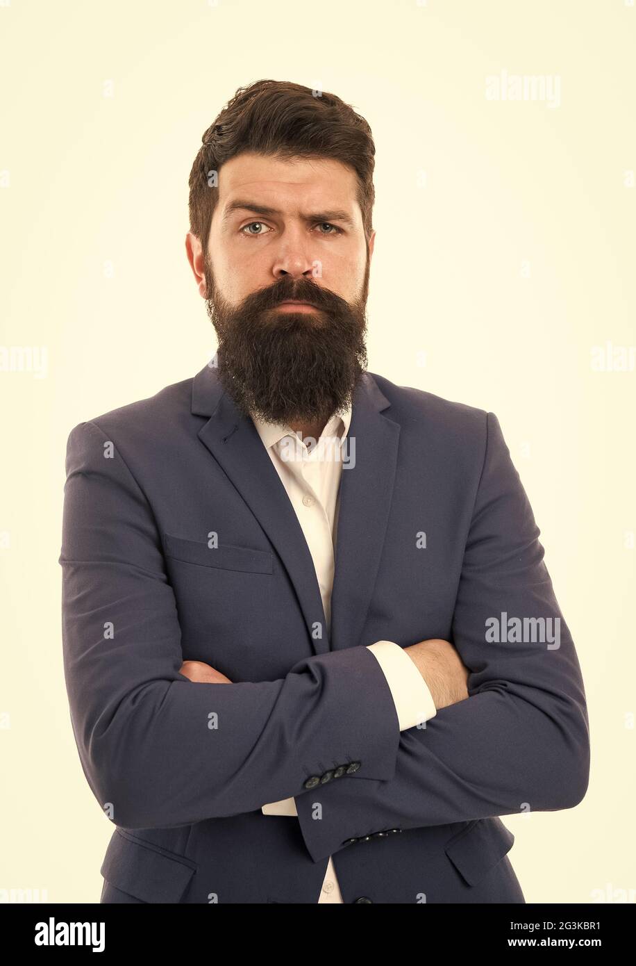 Fashion model with long beard and mustache. Business people fashion ...
