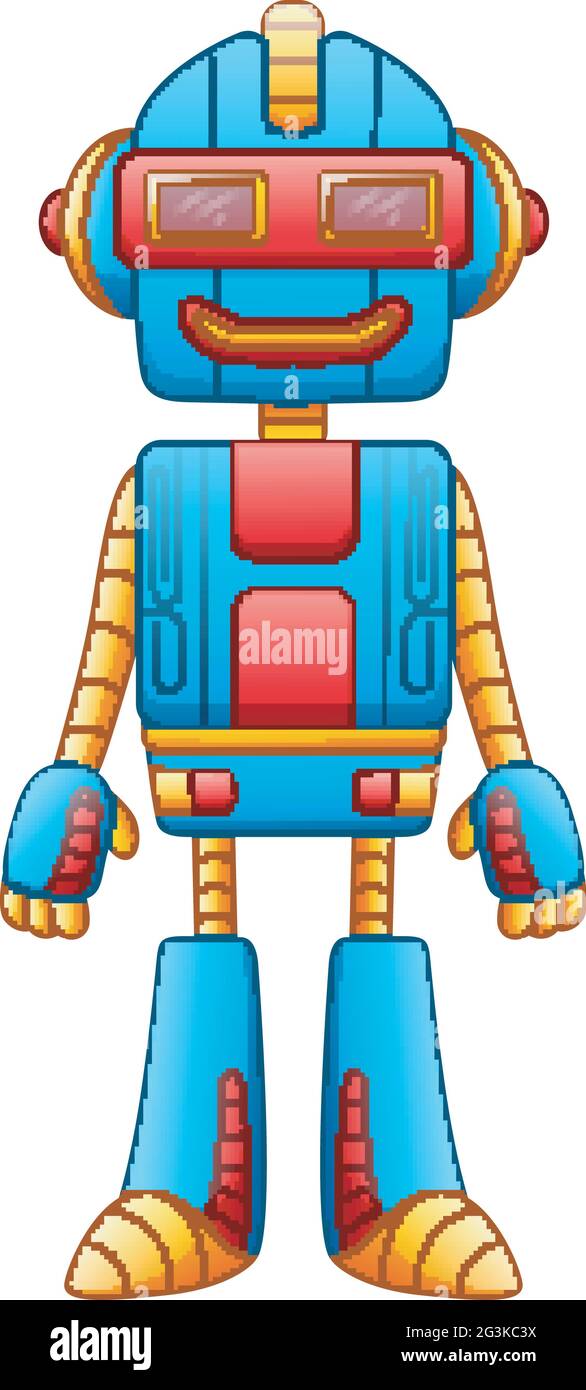 Cute cartoon robot character isolated on white background Stock Vector ...