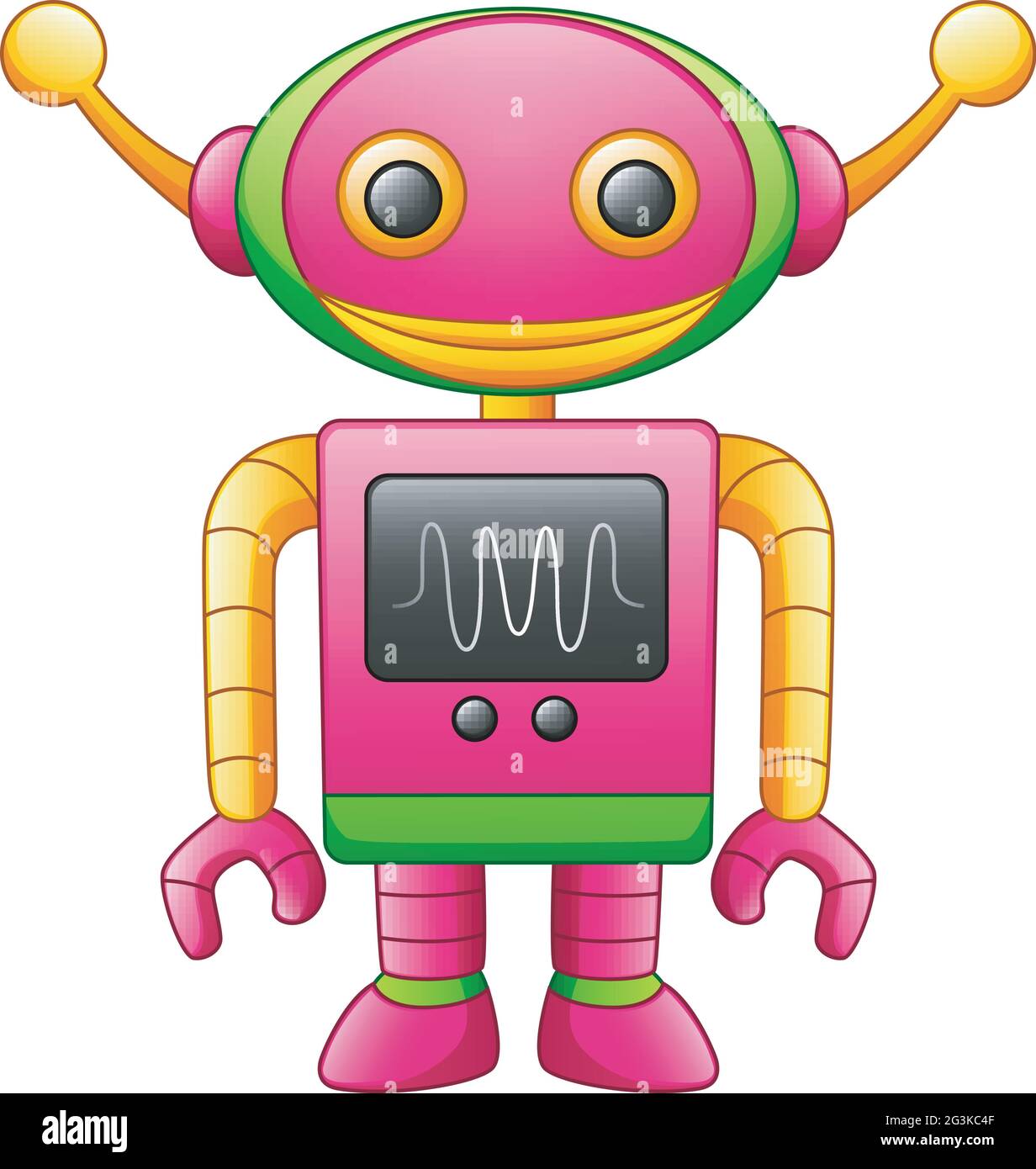 Cute cartoon robot character isolated on white background Stock Vector ...