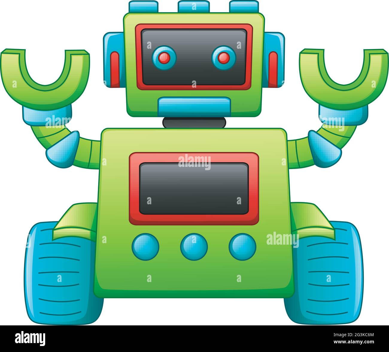 Cute cartoon robot character isolated on white background Stock Vector ...