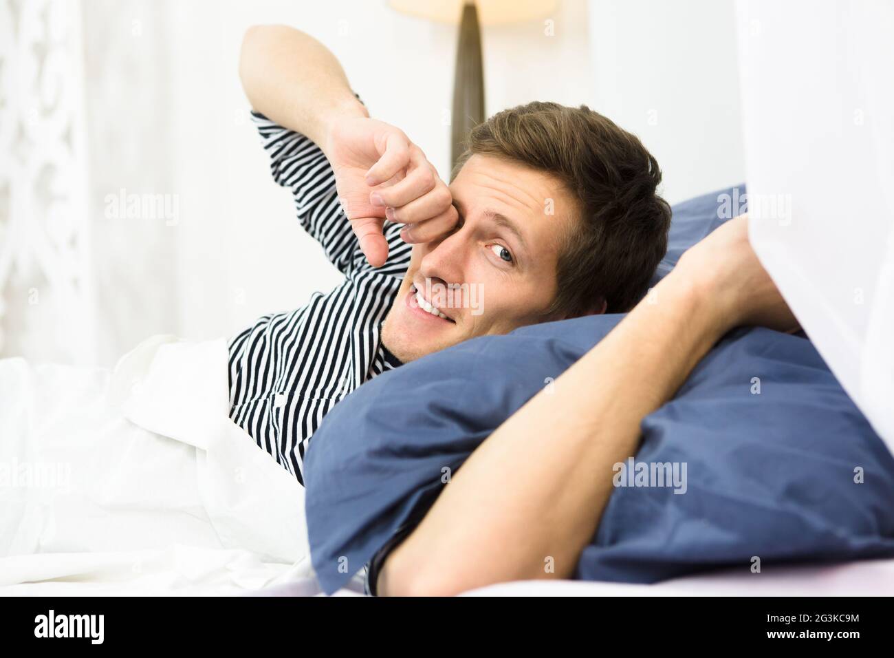 Man sleeping in bed at night hi-res stock photography and images - Alamy