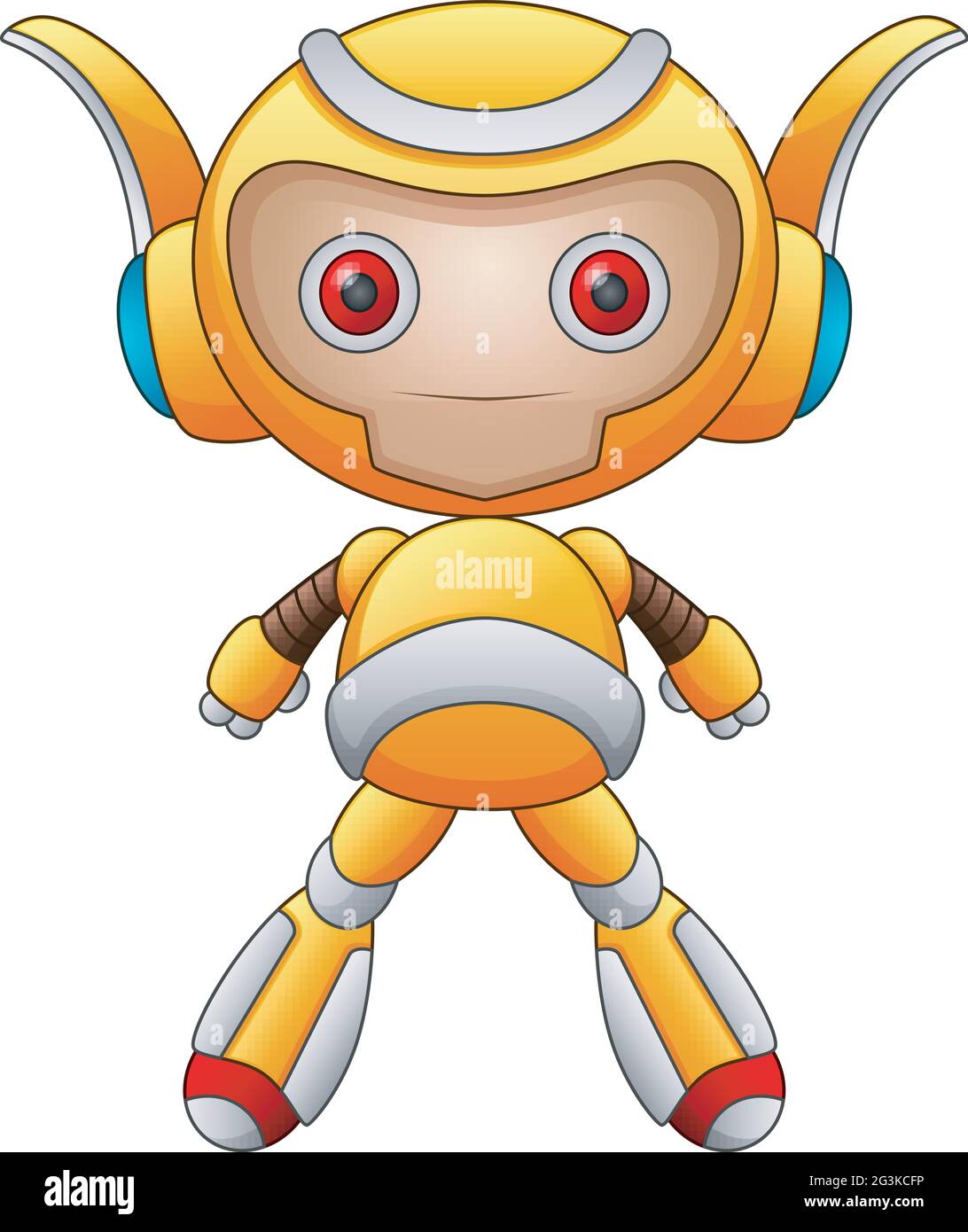 Funny cartoon character robot isolated on white background Stock Vector ...