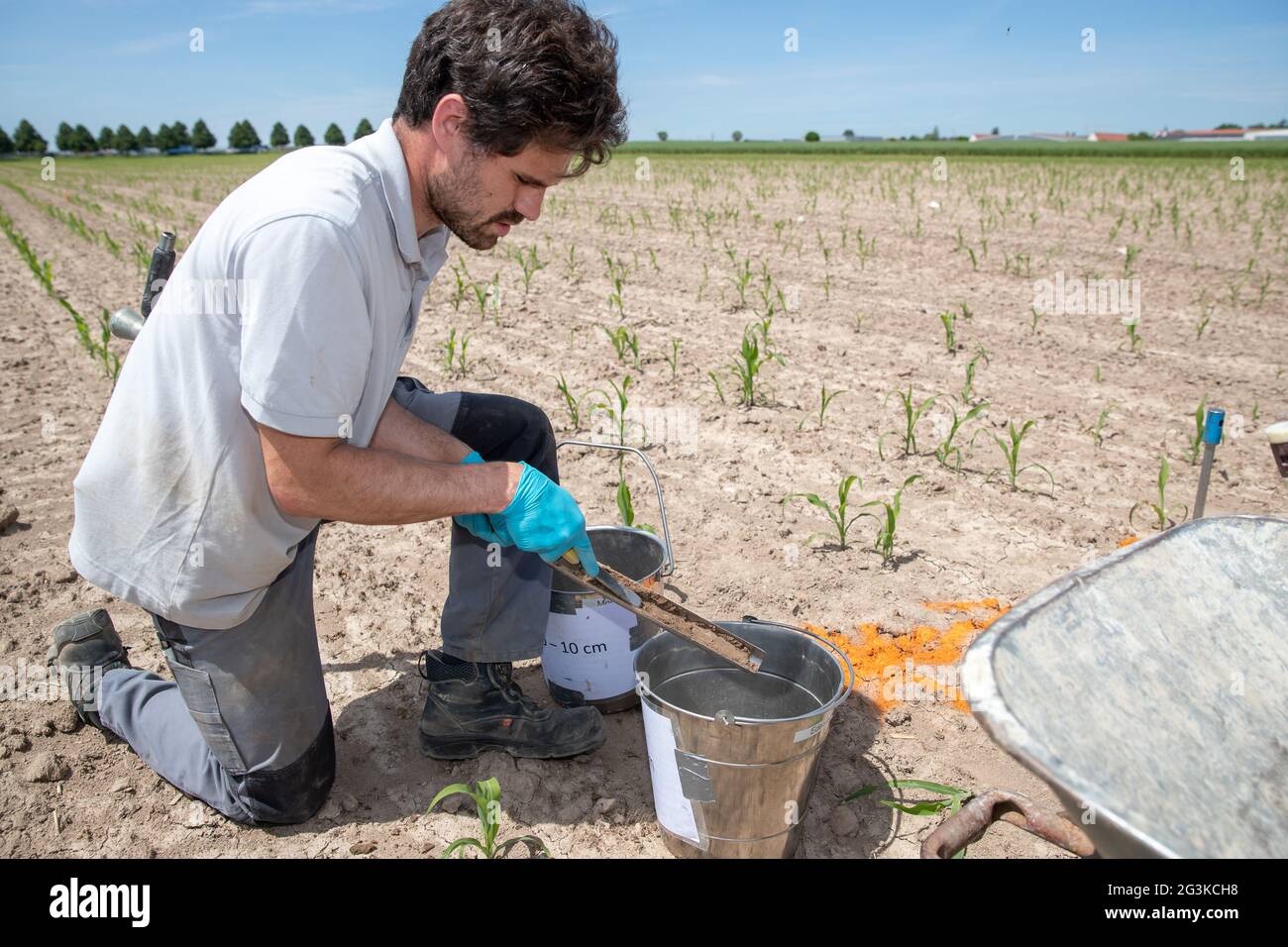 15 June 2021, Bavaria, Katterbach: Alexander Seitz, sampling technician ...