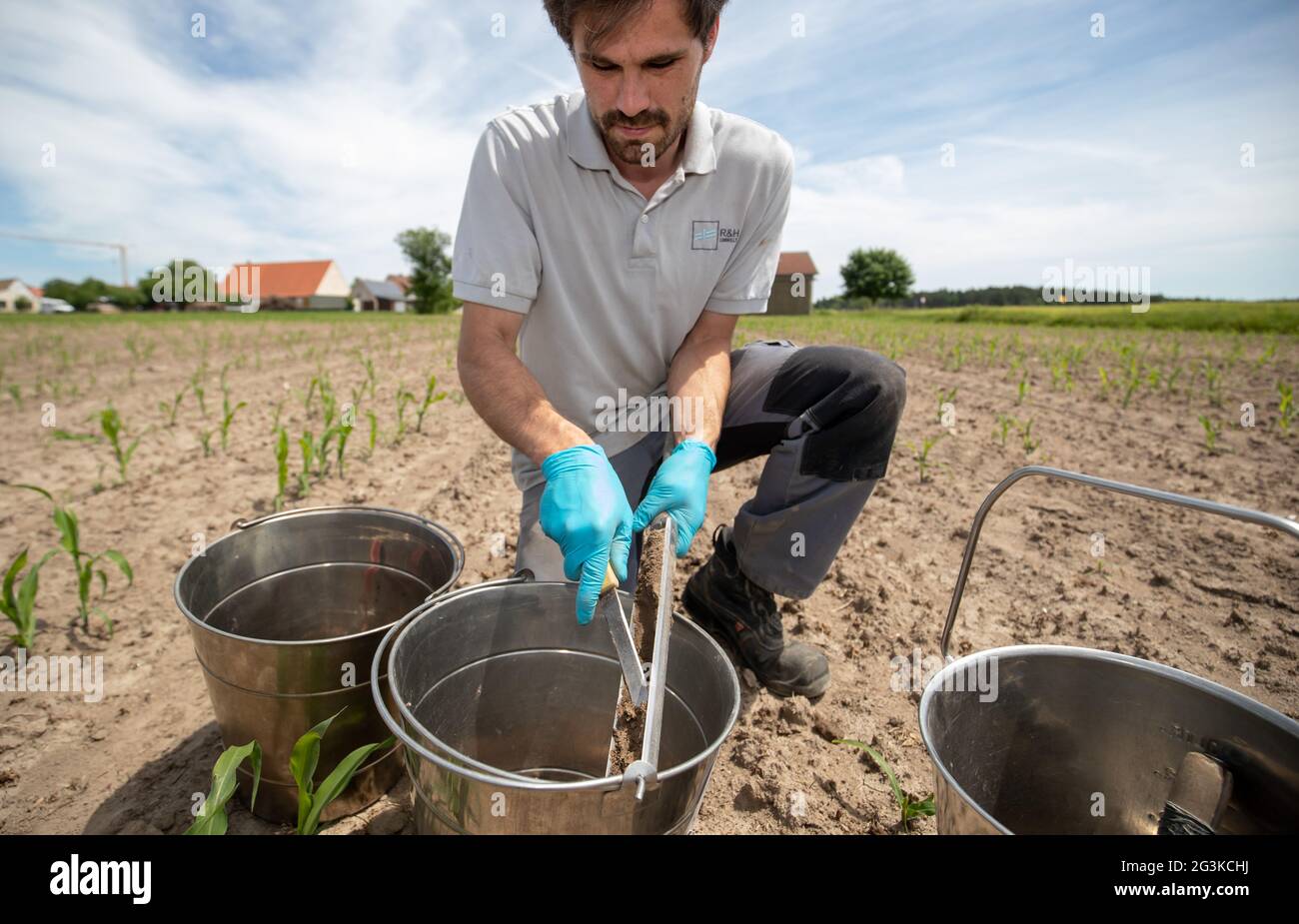15 June 2021, Bavaria, Katterbach: Alexander Seitz, sampling technician ...