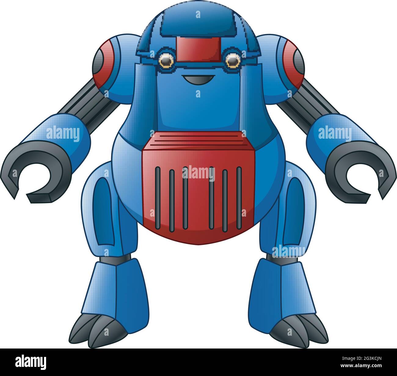 Blue robot character isolated on white background Stock Vector Image ...