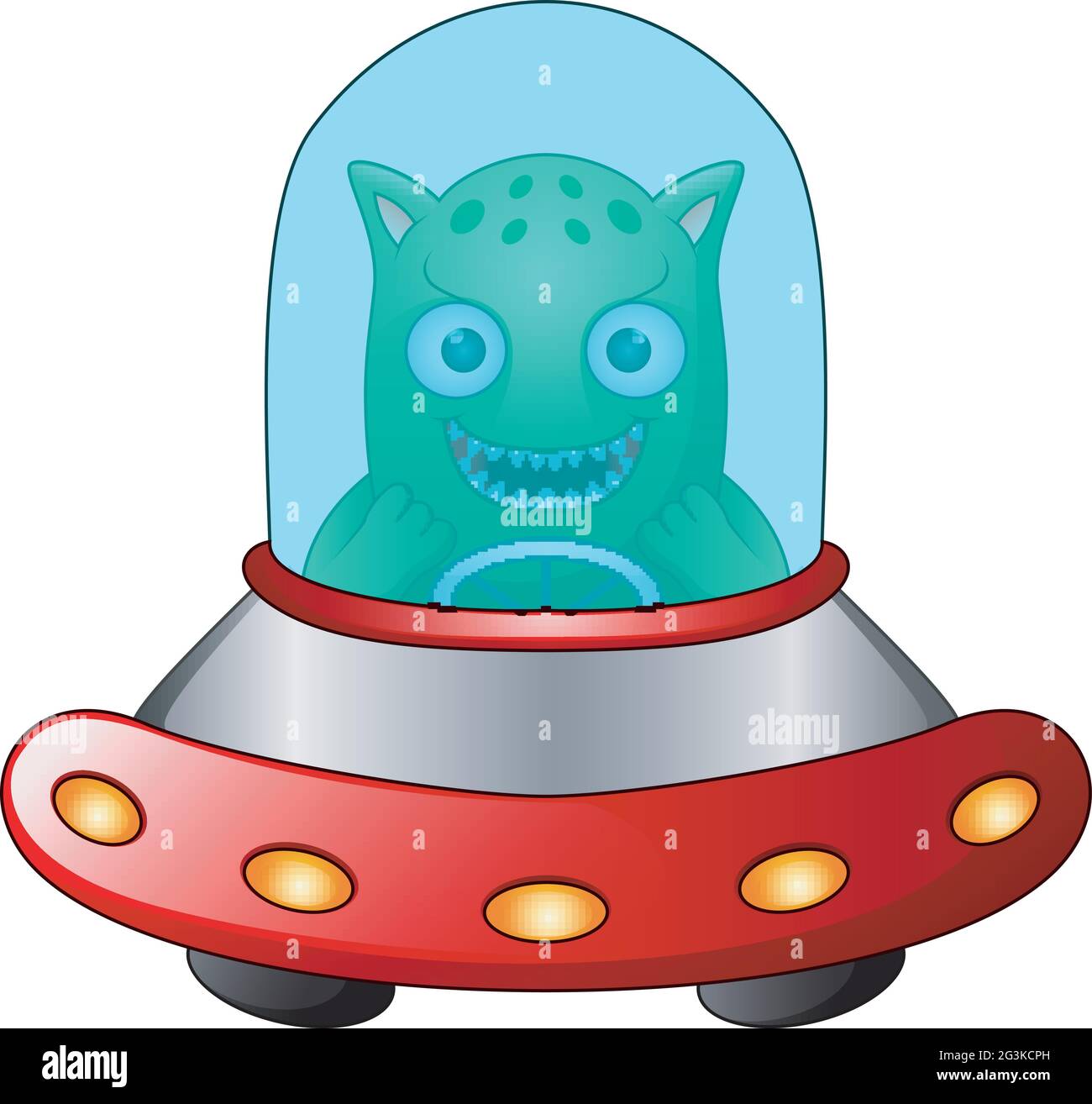 Red UFO with green alien on white background Stock Vector Image & Art ...