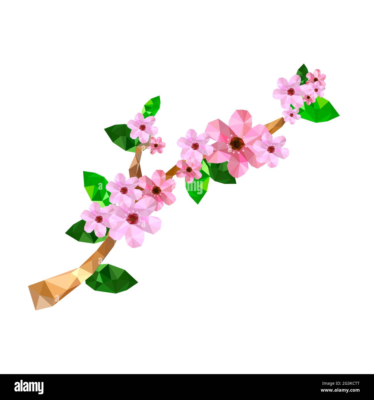 Illustration of origami branch with pink cherry blossom Stock Photo - Alamy