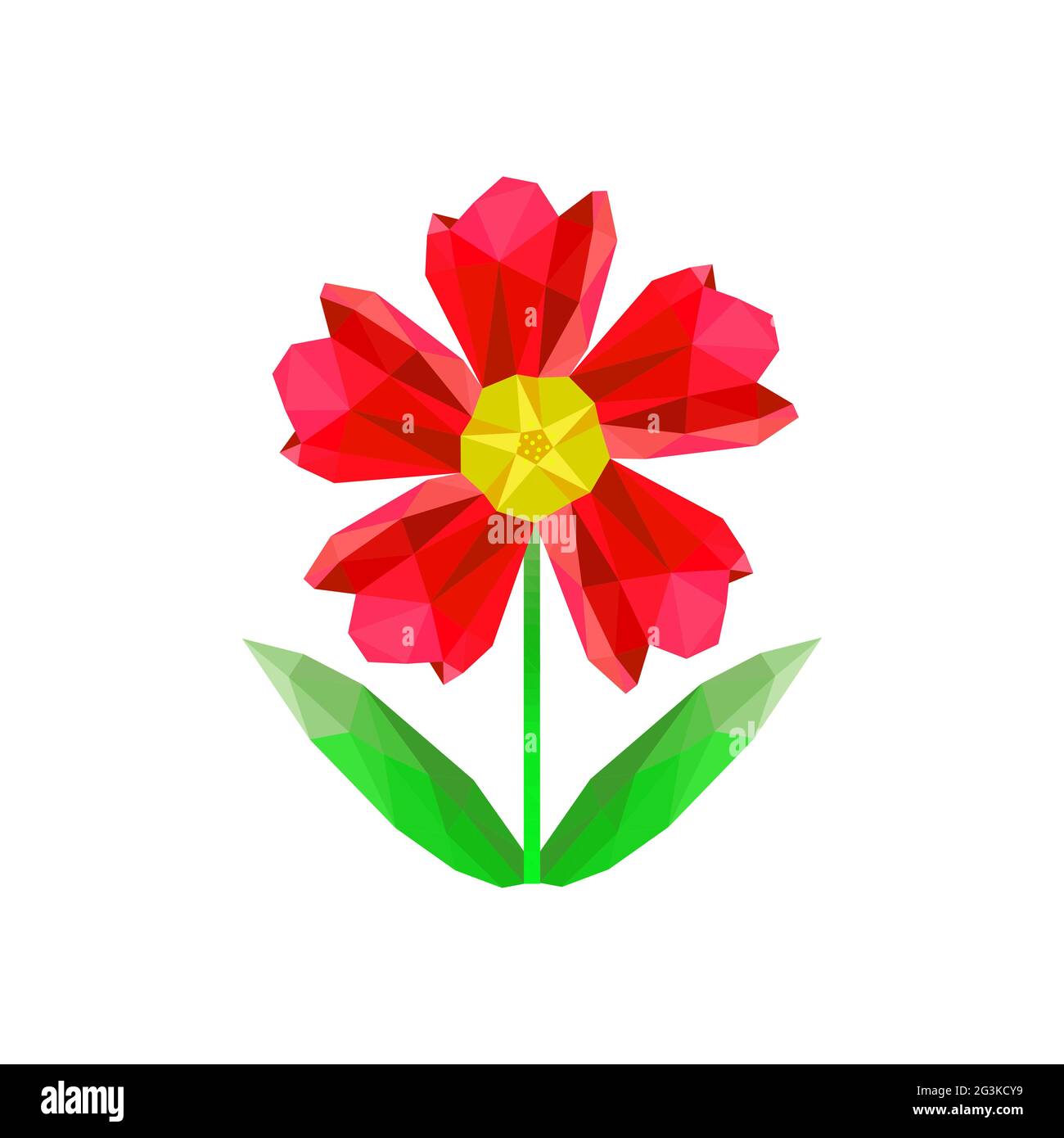 Illustration of red origami cartoon flower Stock Photo - Alamy