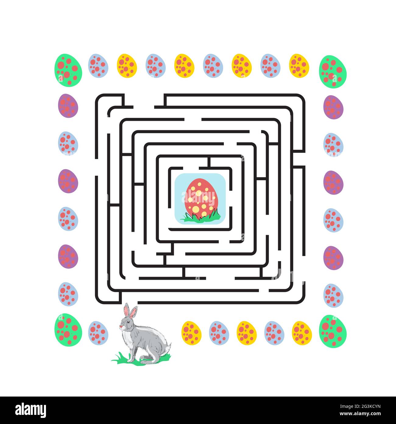 Illustration of easter maze with rabbit Stock Photo - Alamy
