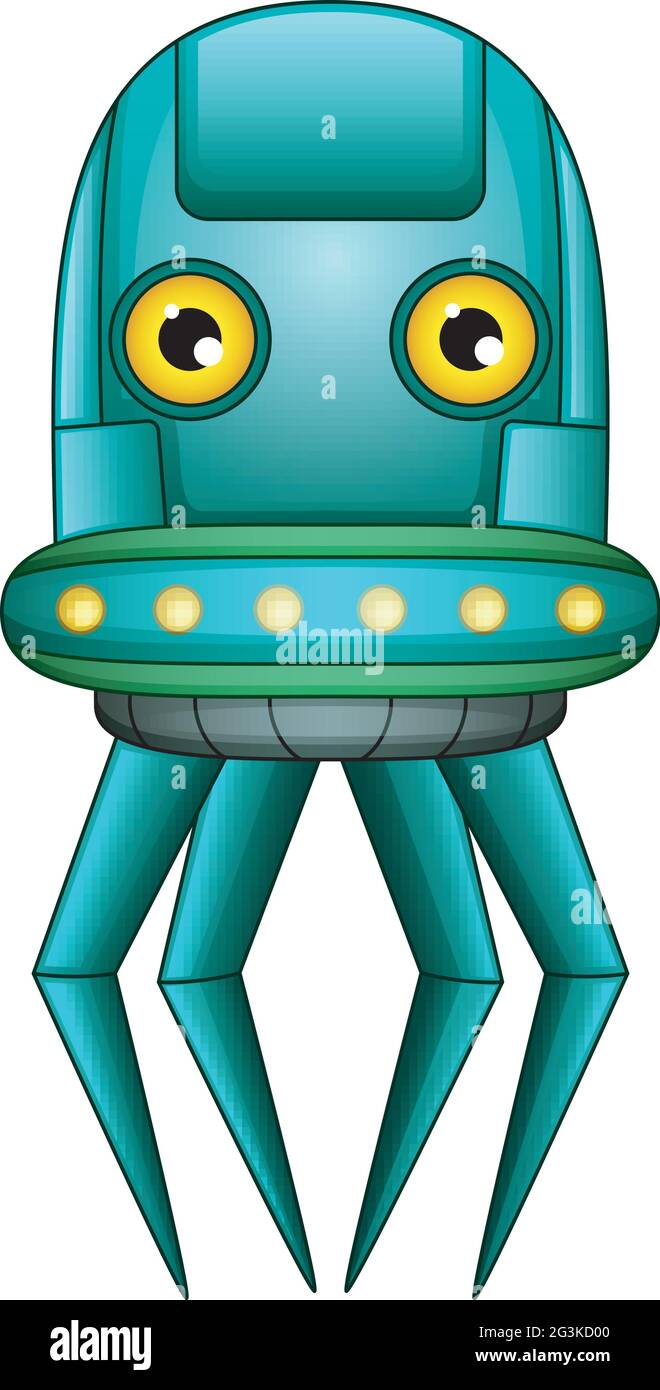 Octopus Robot character isolated on white background Stock Vector Image ...