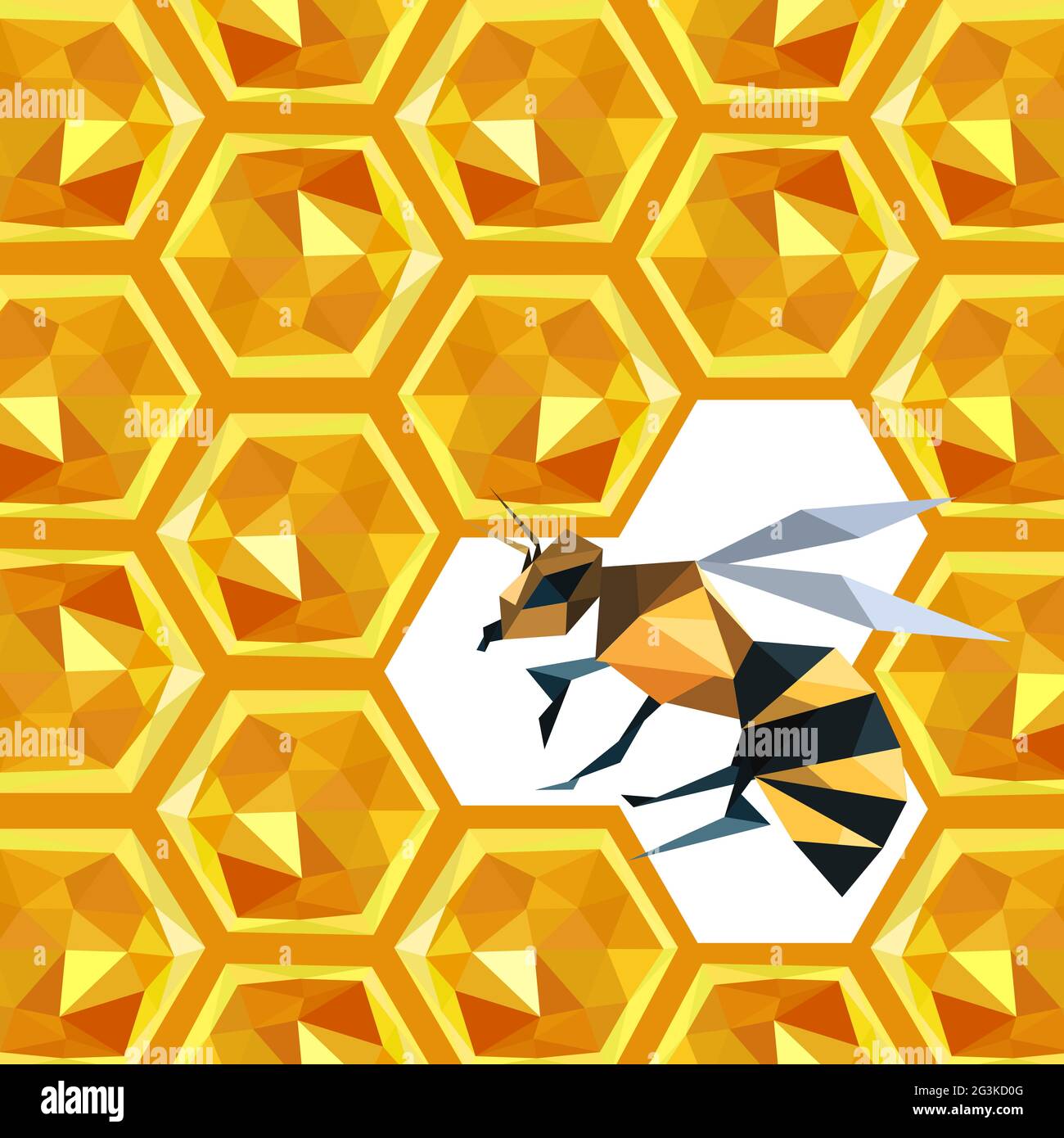 Illustration of origami honeycomb pattern with bee Stock Photo - Alamy