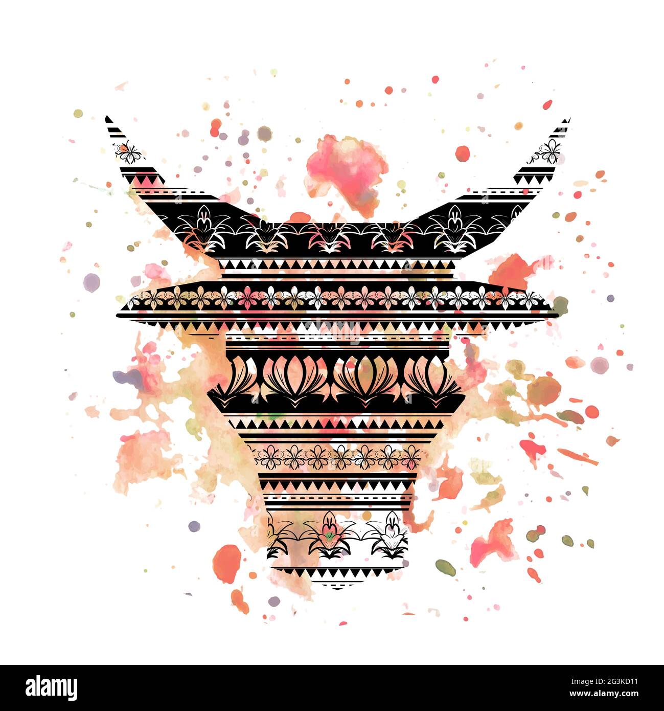 Illustration of traditional bull pattern Stock Photo - Alamy