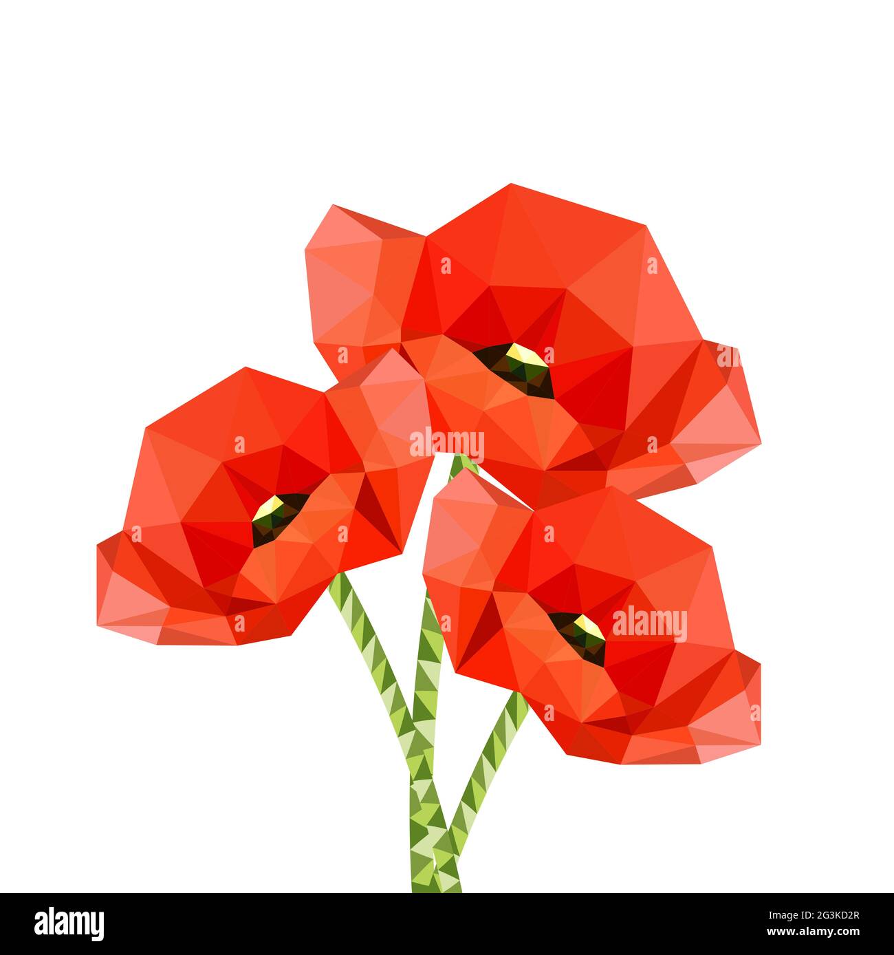Illustration of red origami poppies Stock Photo - Alamy
