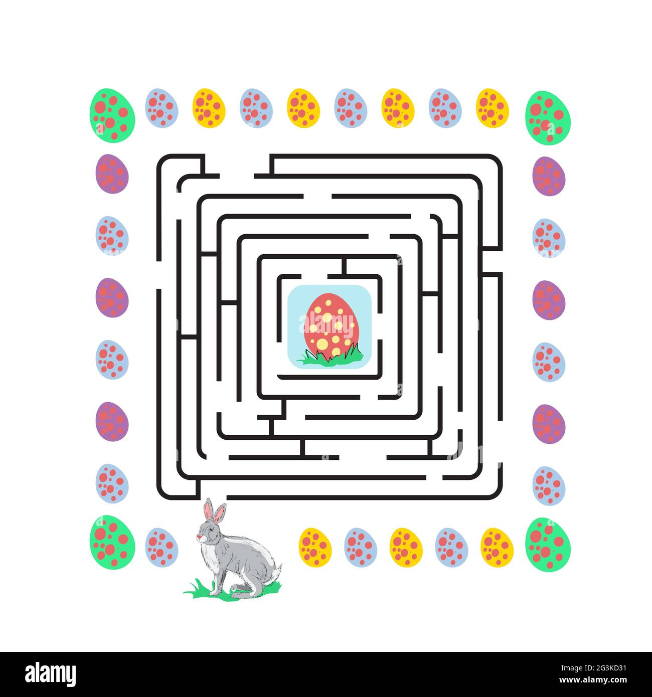 Illustration of easter maze with rabbit Stock Photo - Alamy