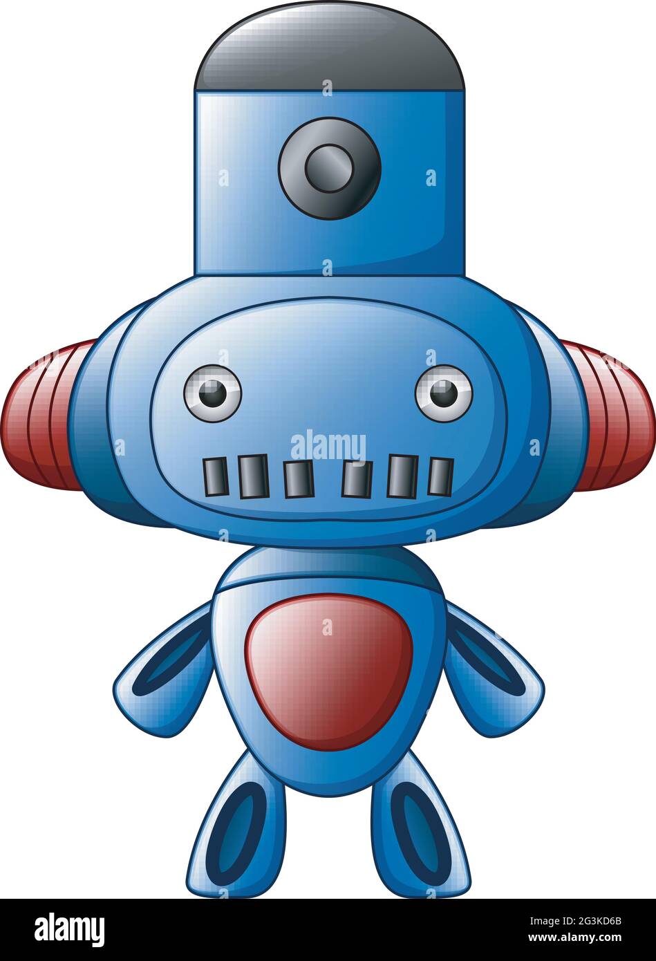 Cute cartoon blue robot isolated on white background Stock Vector Image ...
