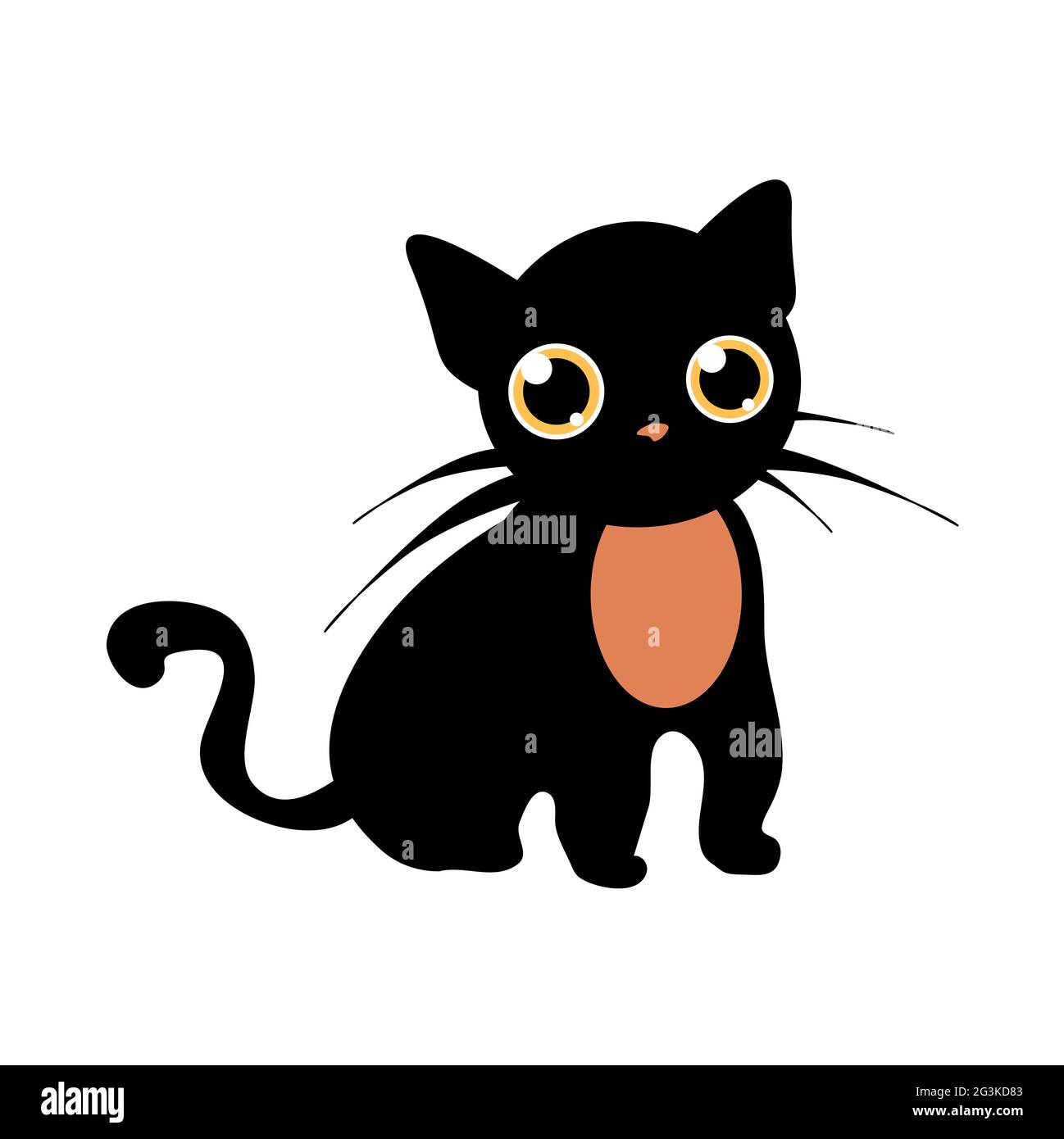 Illustration of cute black cat Stock Photo - Alamy