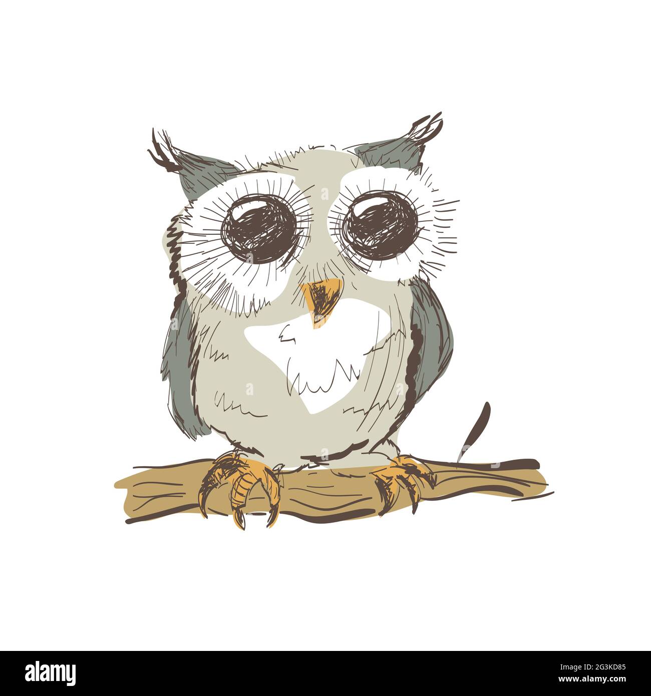 Illustration of doodle owl Stock Photo - Alamy