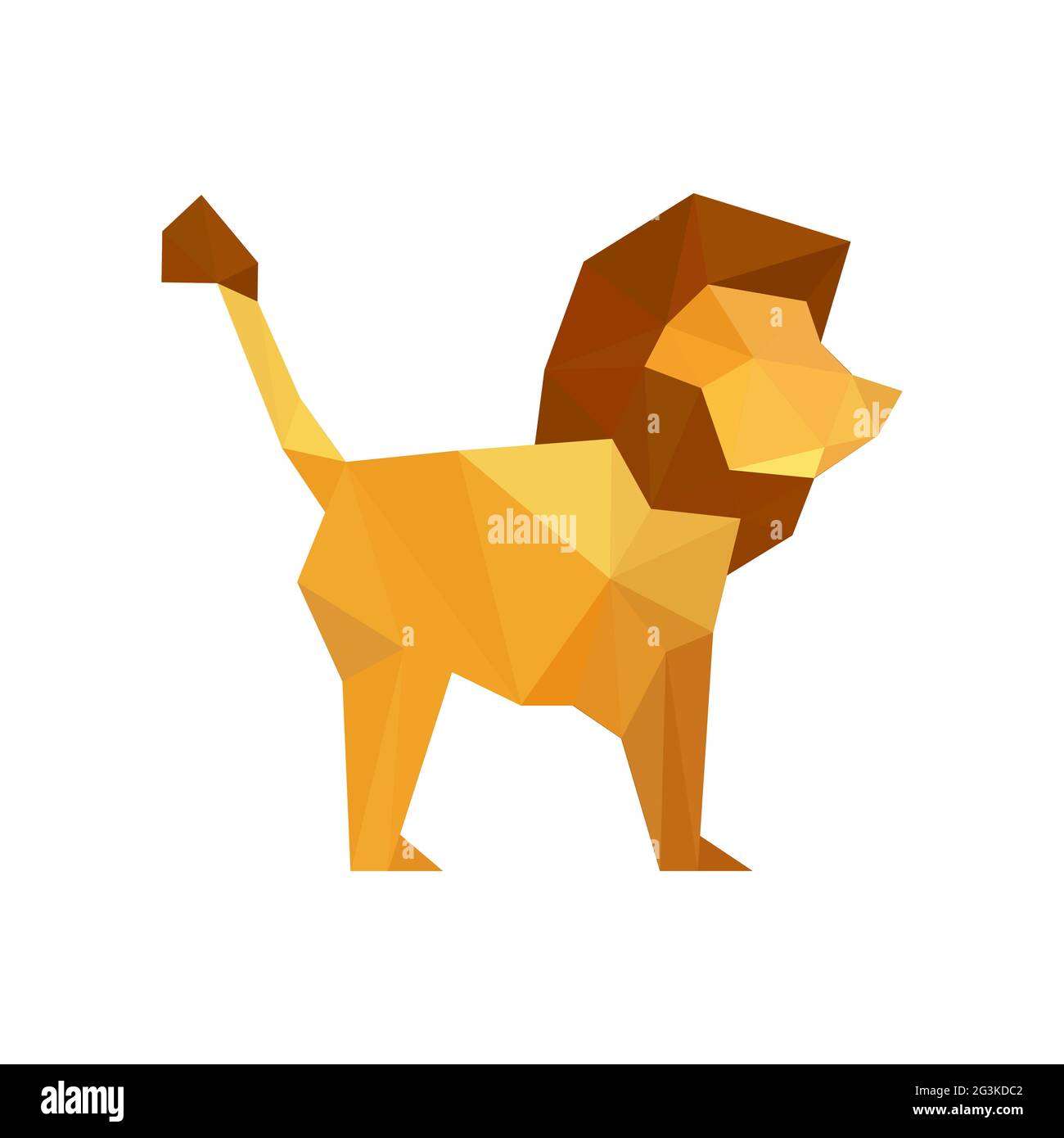 Illustration of modern flat design with origami lion Stock Photo - Alamy