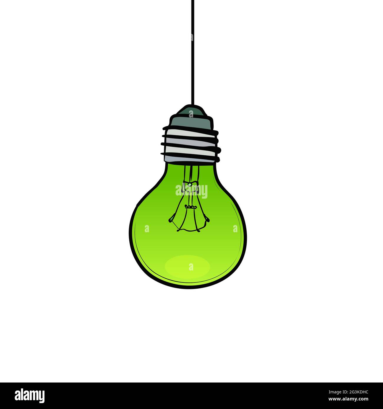 Hand drawn green lightbulb for ecologic thinking Stock Photo - Alamy