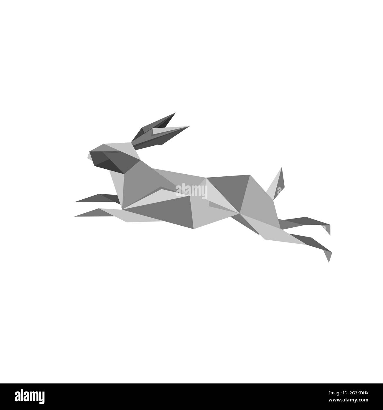 Illustration with origami jumping rabbit Stock Photo - Alamy