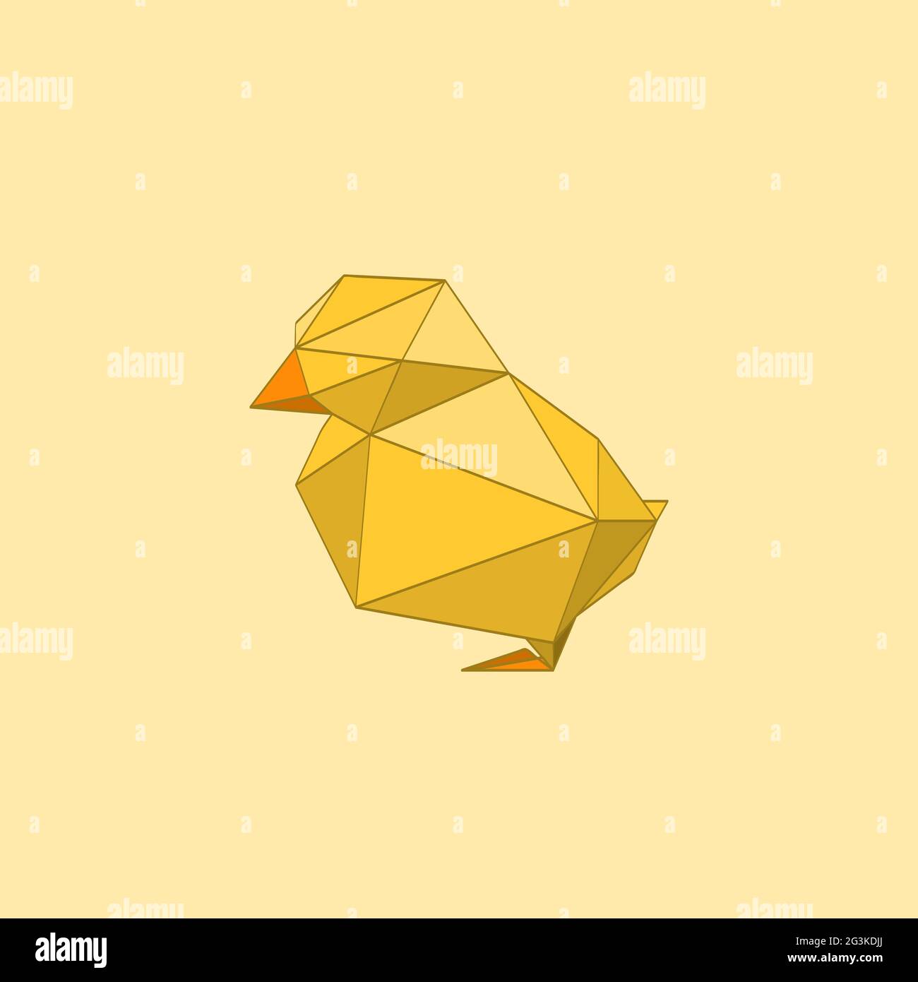 Illustration of flat origami chicken Stock Photo - Alamy