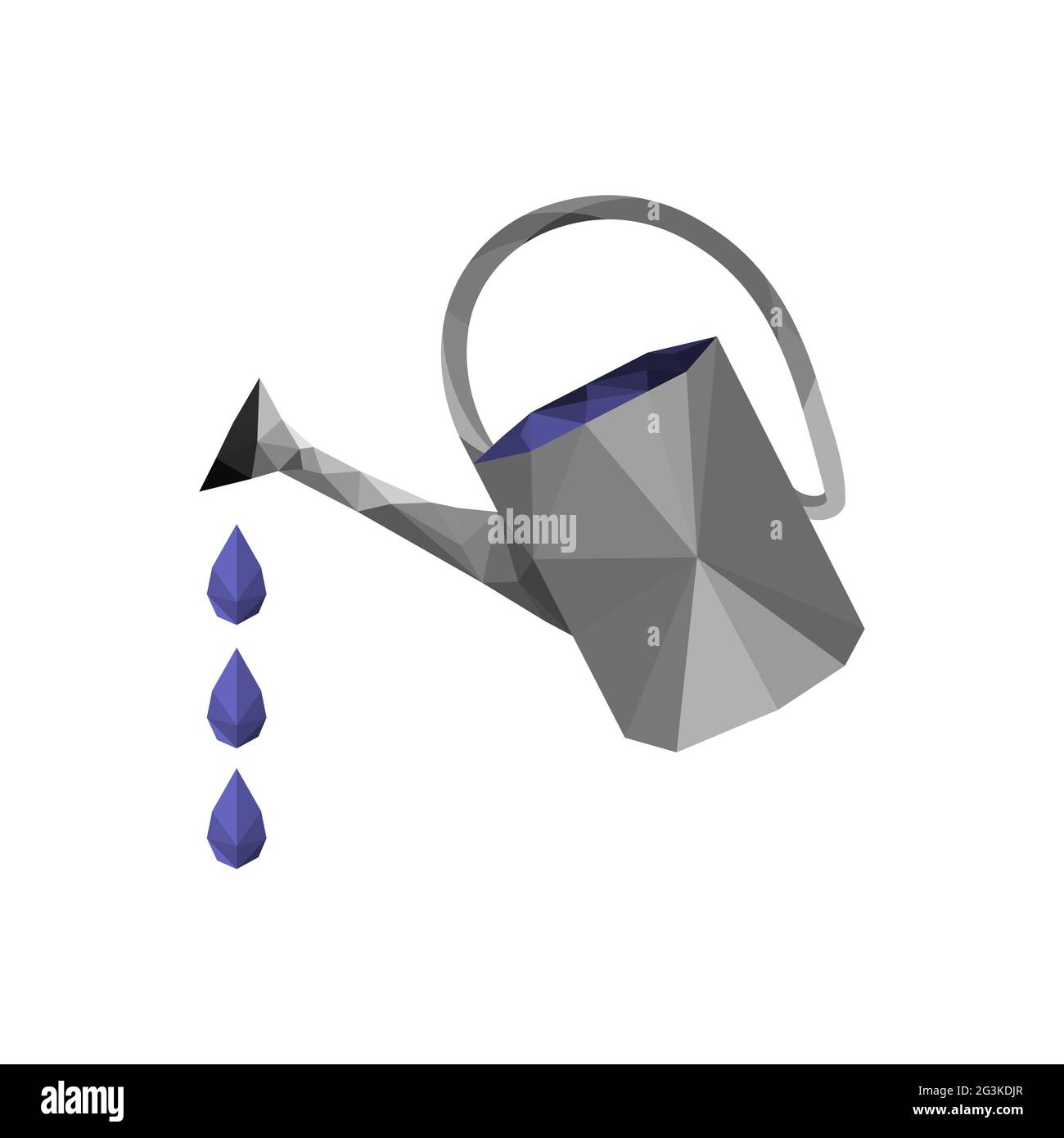 Illustration of origami watering can with water drops Stock Photo - Alamy