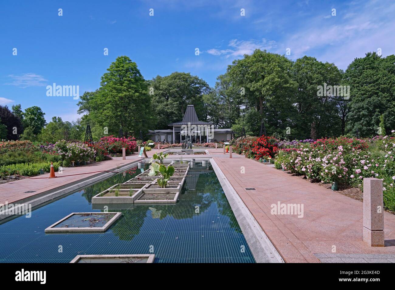 Reflecting pool in the rose garden at the Royal Botanical Gardens in ...