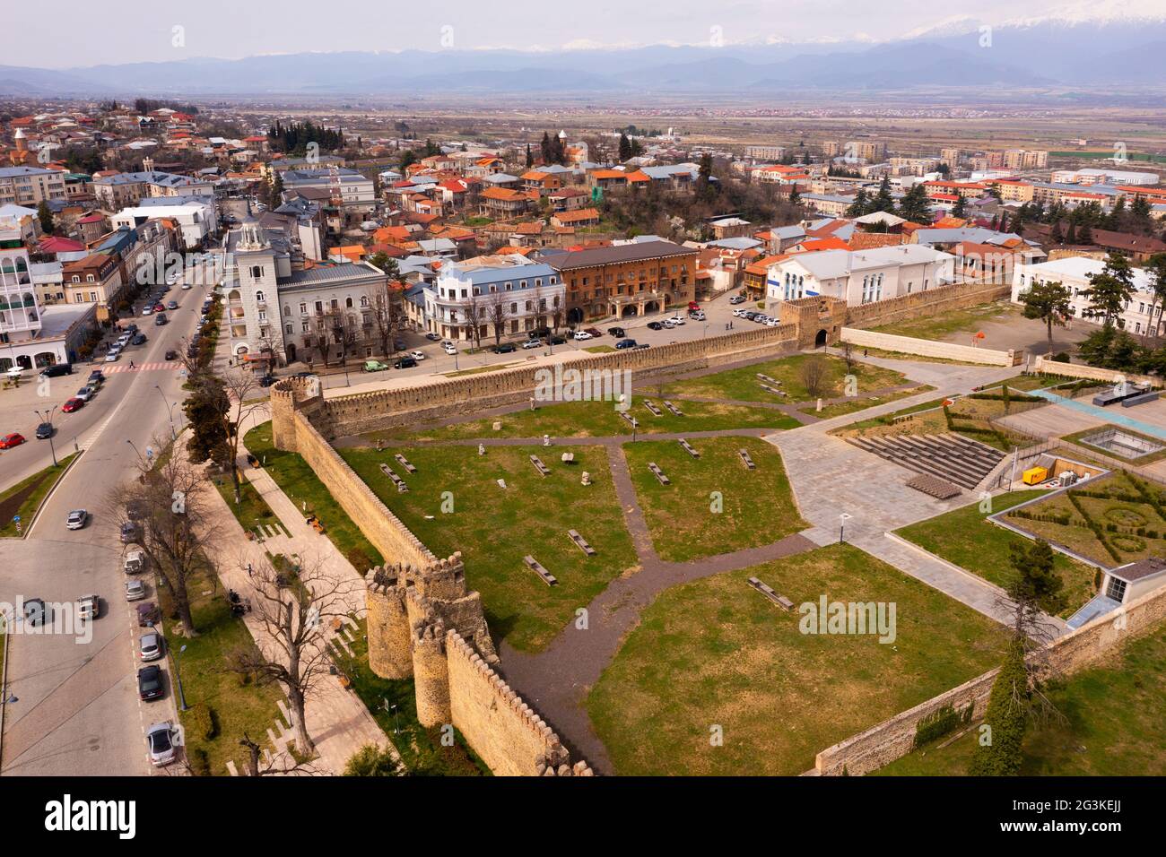 View from drone of Georgian town Telavi Stock Photo - Alamy