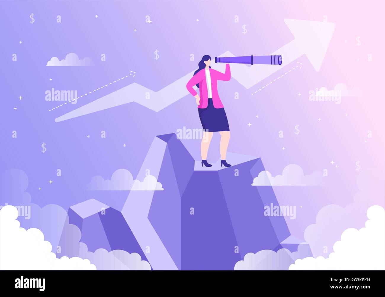 Business Vision And Target By Holding Binoculars Towards Career Success ...