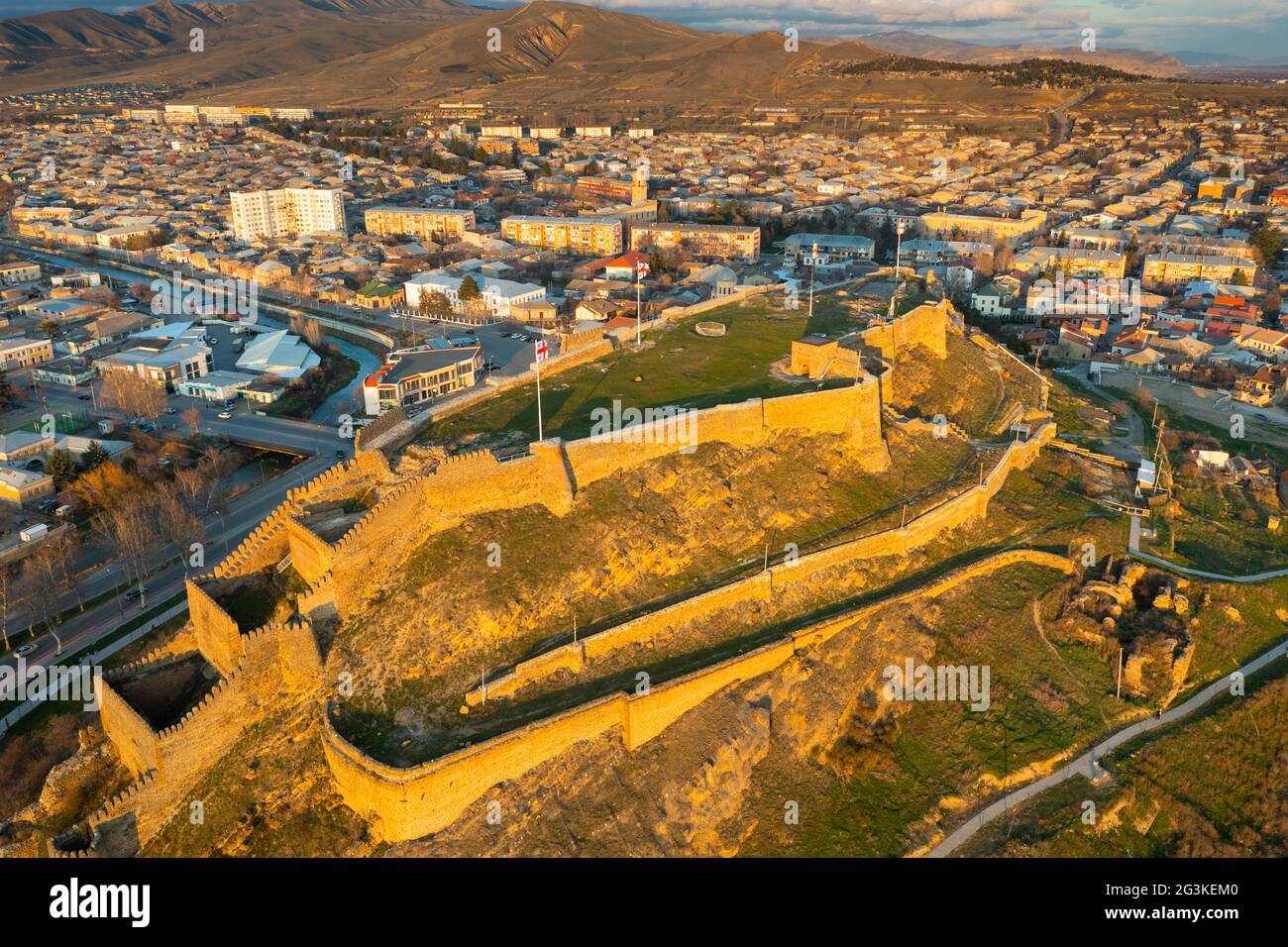 Panoramic view of Gori center with medieval fortress Stock Photo - Alamy