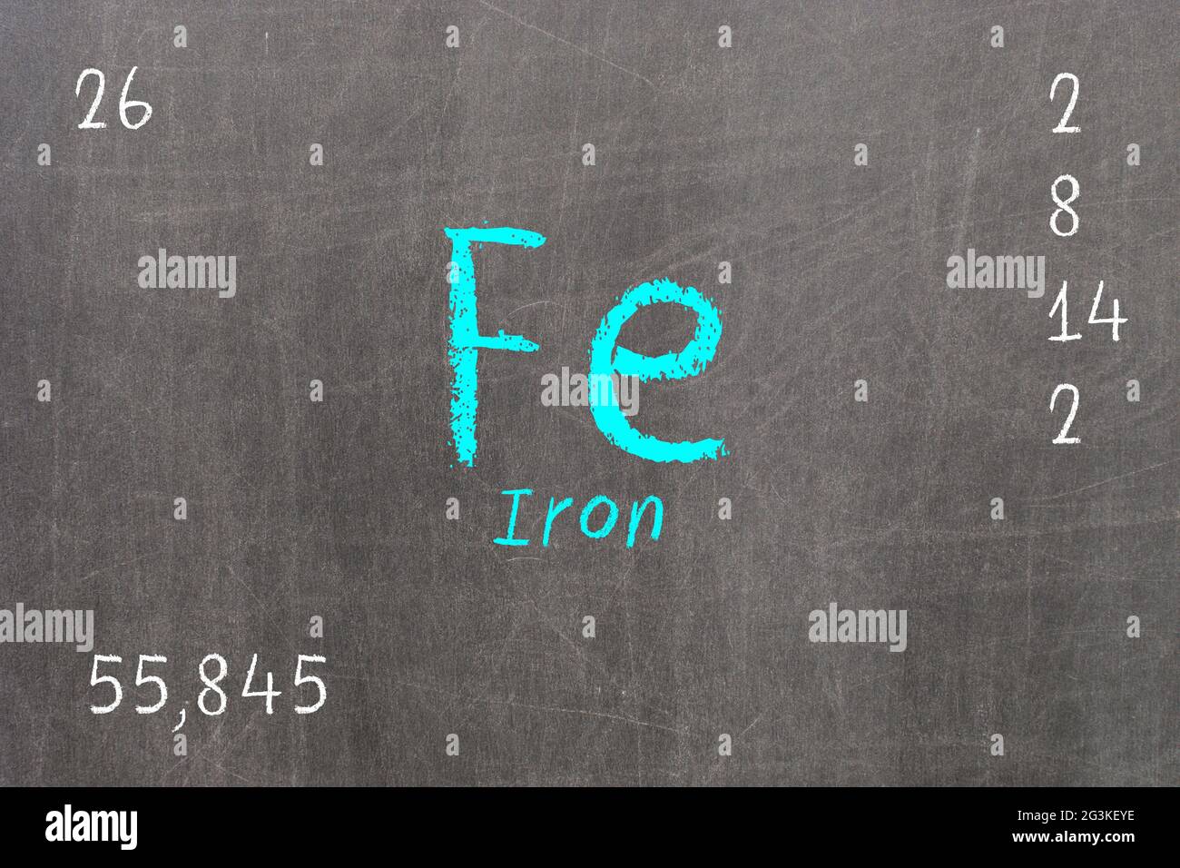 Isolated blackboard with periodic table, Iron Stock Photo - Alamy