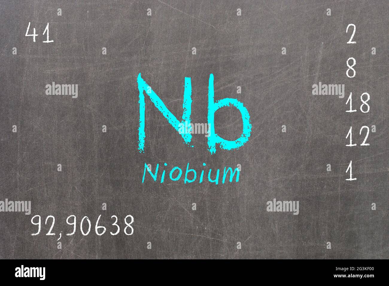 Isolated blackboard with periodic table, Niobium Stock Photo - Alamy