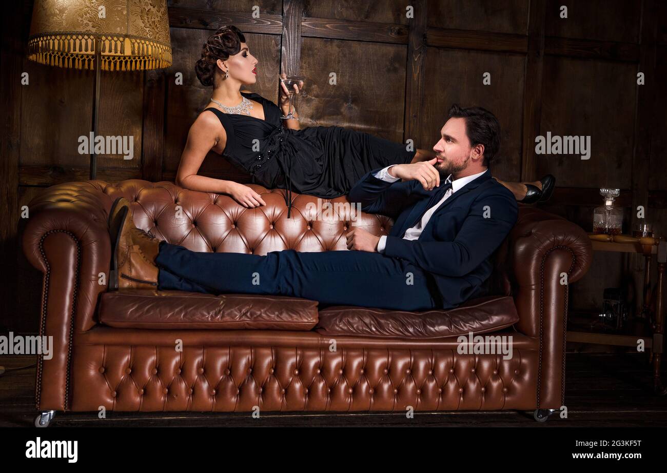 Elegant lady with rich man Stock Photo - Alamy