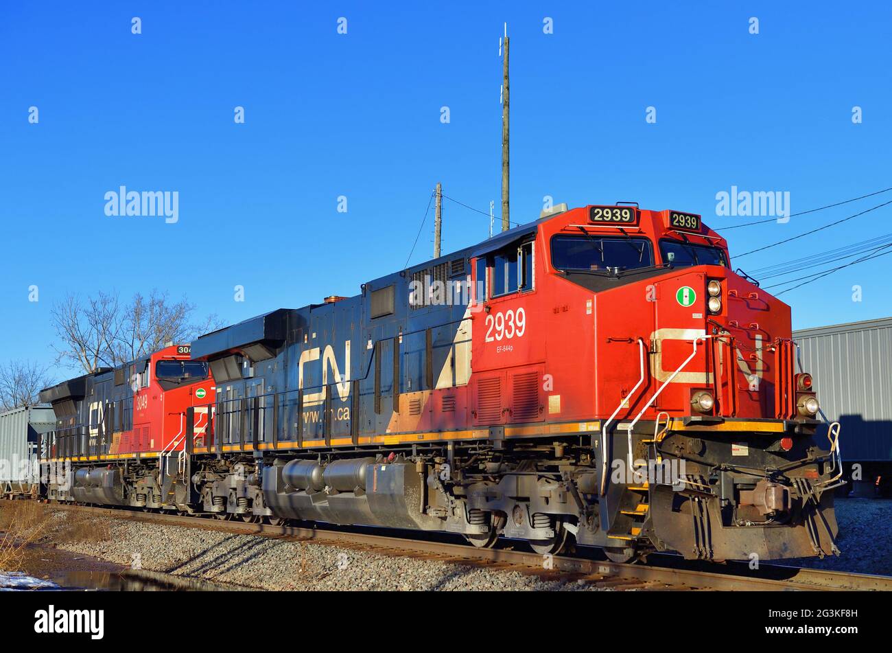 Bartlett, Illinois, USA. A pair of Canadian National Railway ...