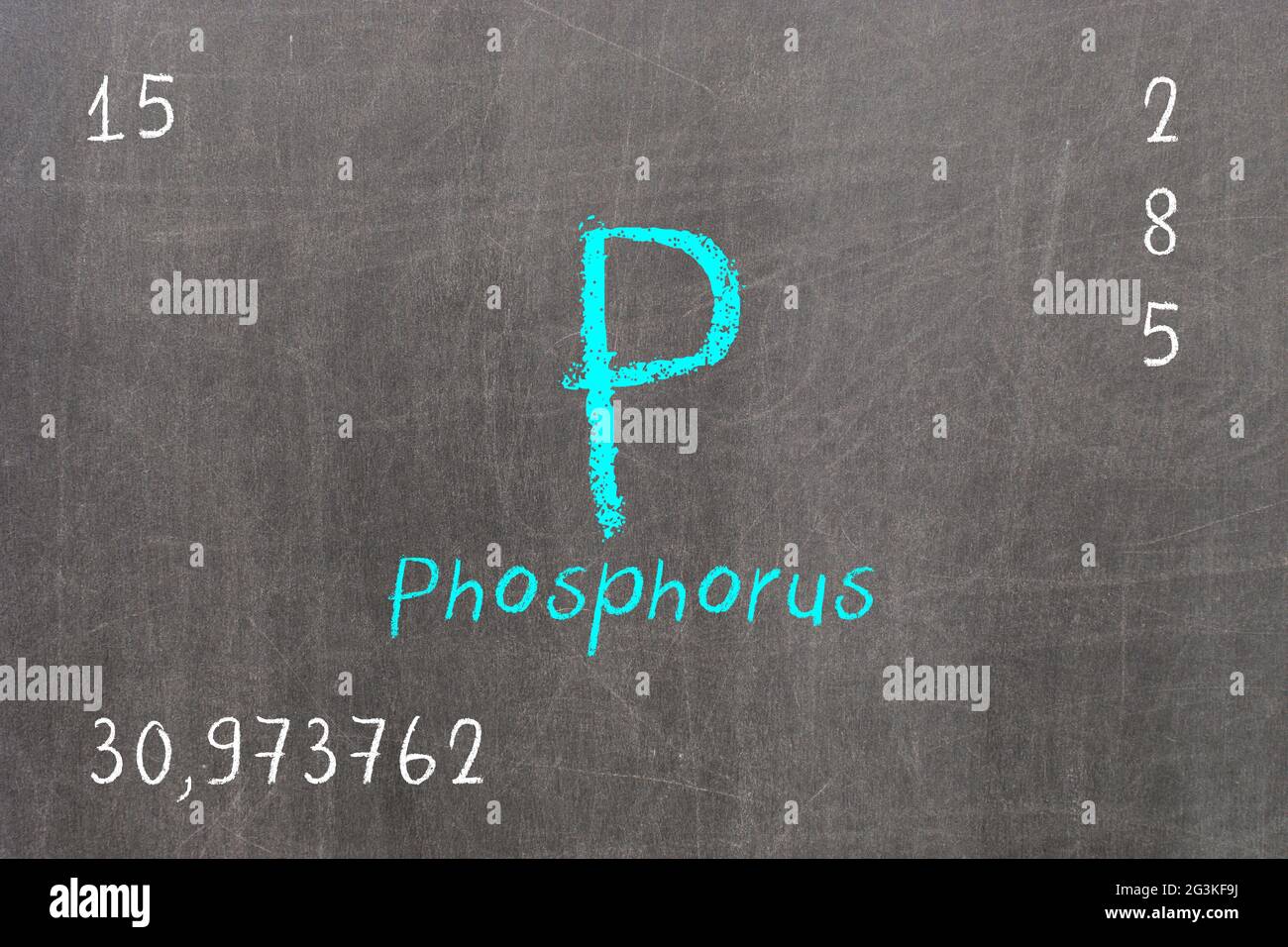 Isolated blackboard with periodic table, Phosphorus Stock Photo - Alamy