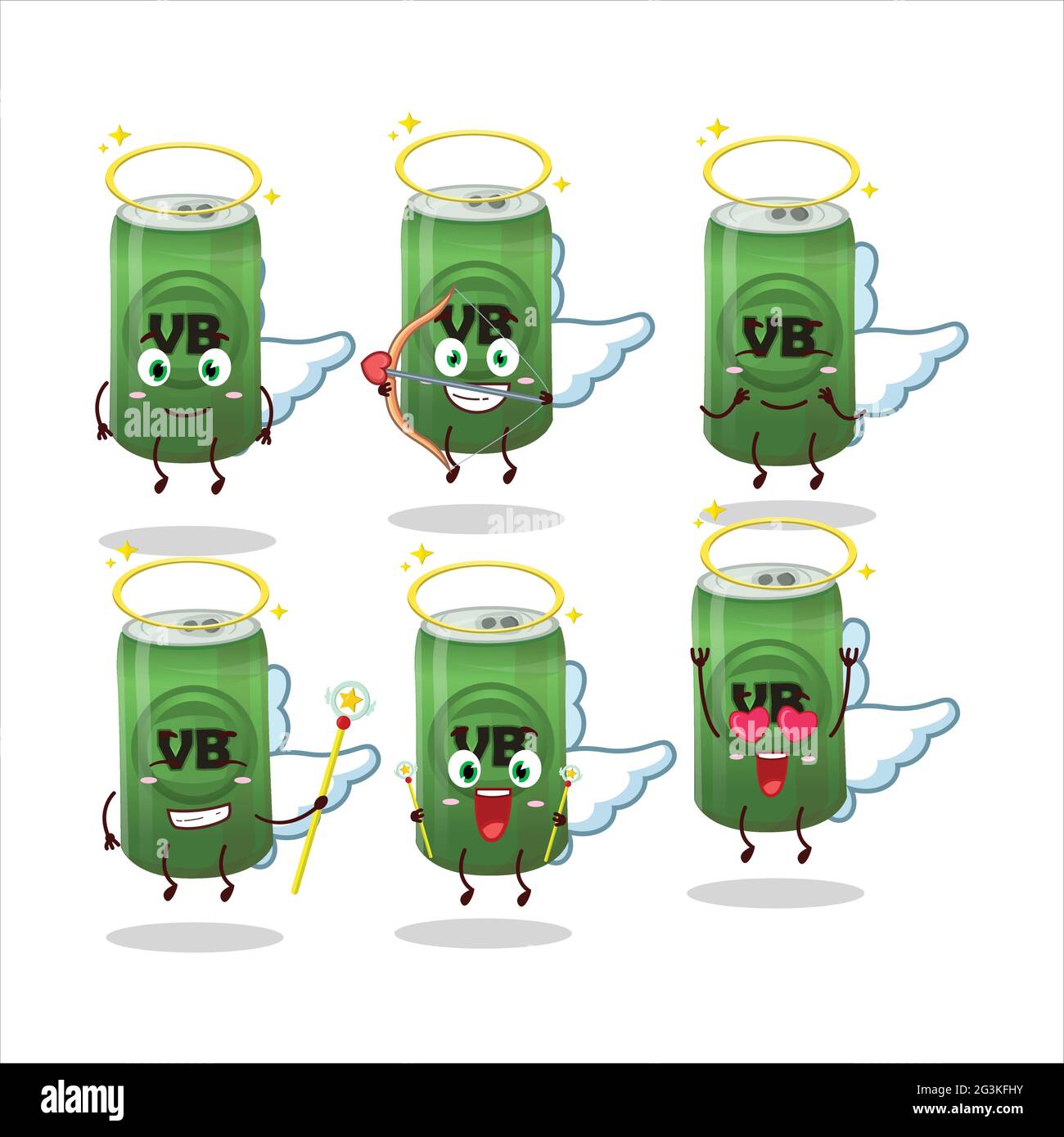 Beer can cartoon designs as a cute angel character. Vector illustration ...