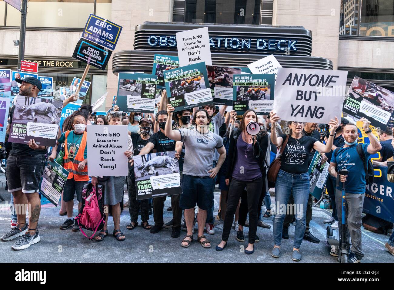 New York, NY - June 16, 2021: Animal rights advocates staged protest ...