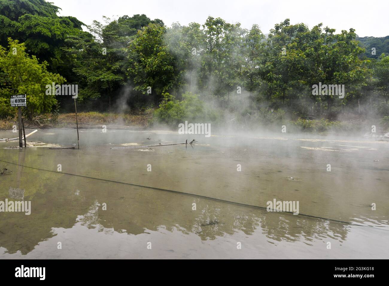 A view of a geyser where a volcano releases energy. Salvadoran ...