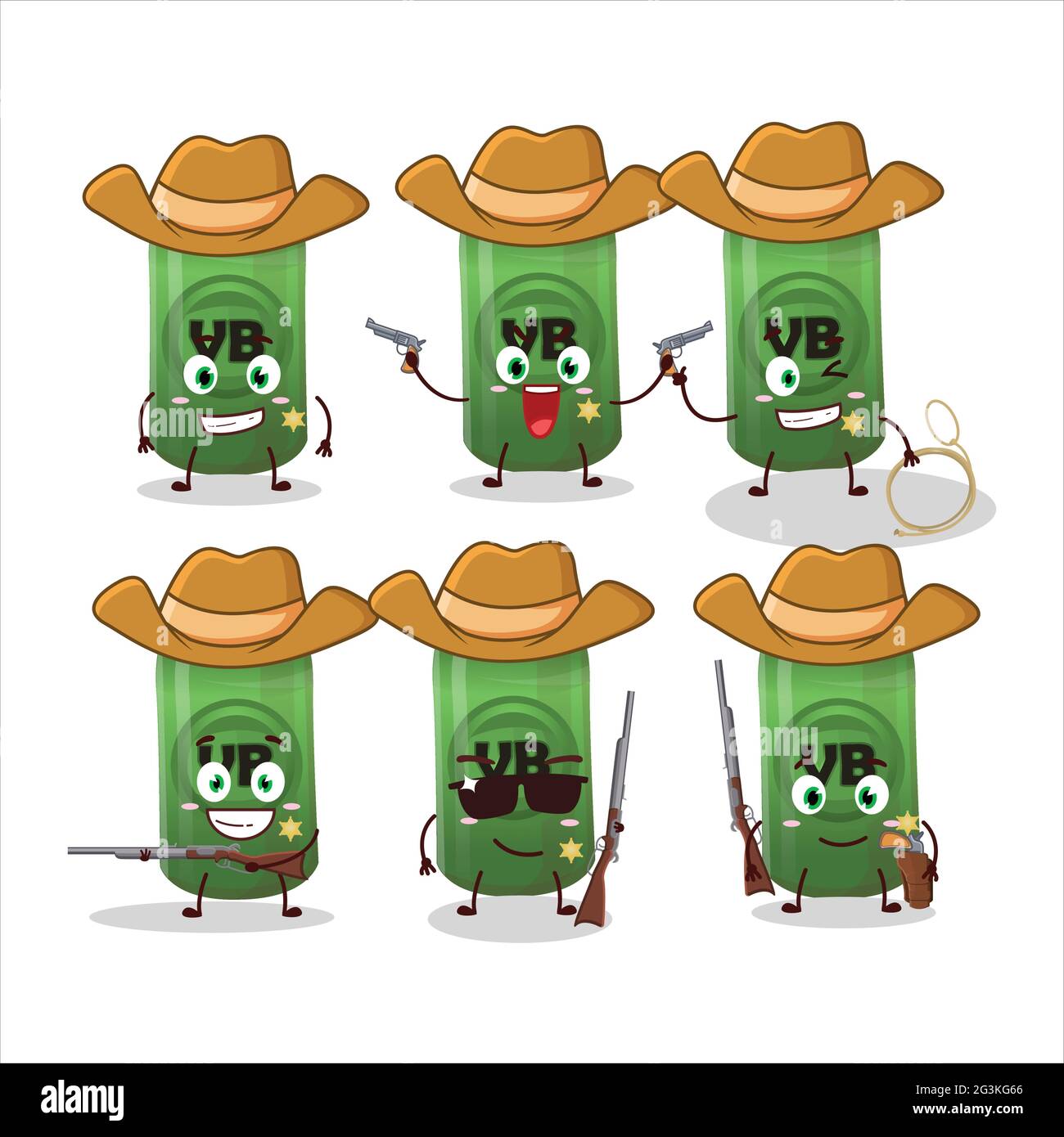 Cool cowboy beer cans cartoon character with a cute hat. Vector ...