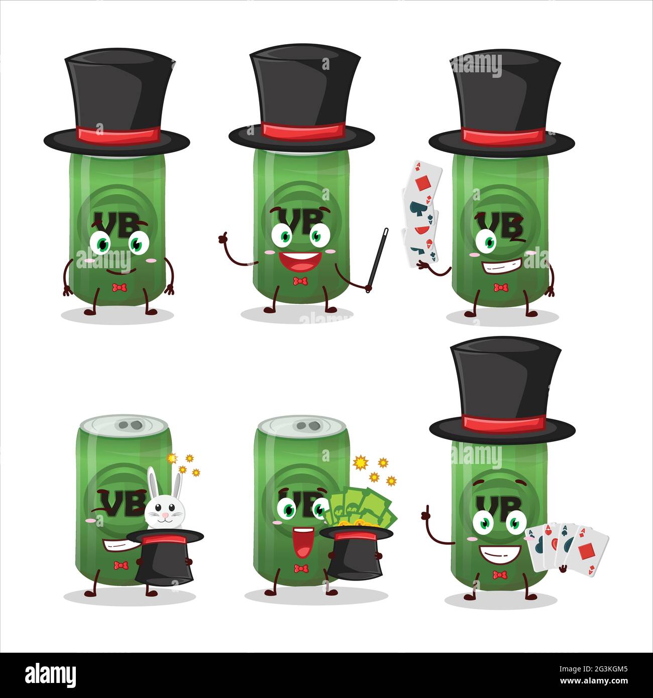 A beer cans Magician cartoon character perform on a stage. Vector ...