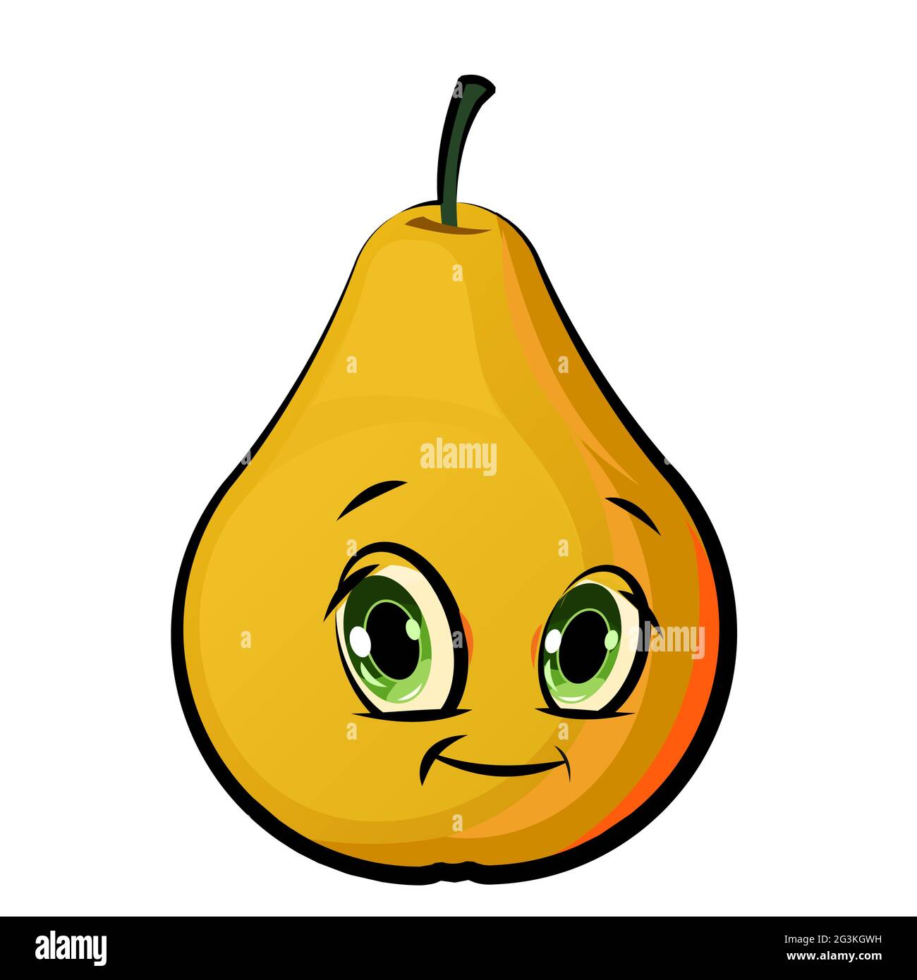 Pear cheerful smile. Juicy red fruit with a muzzle. Cartoon style ...