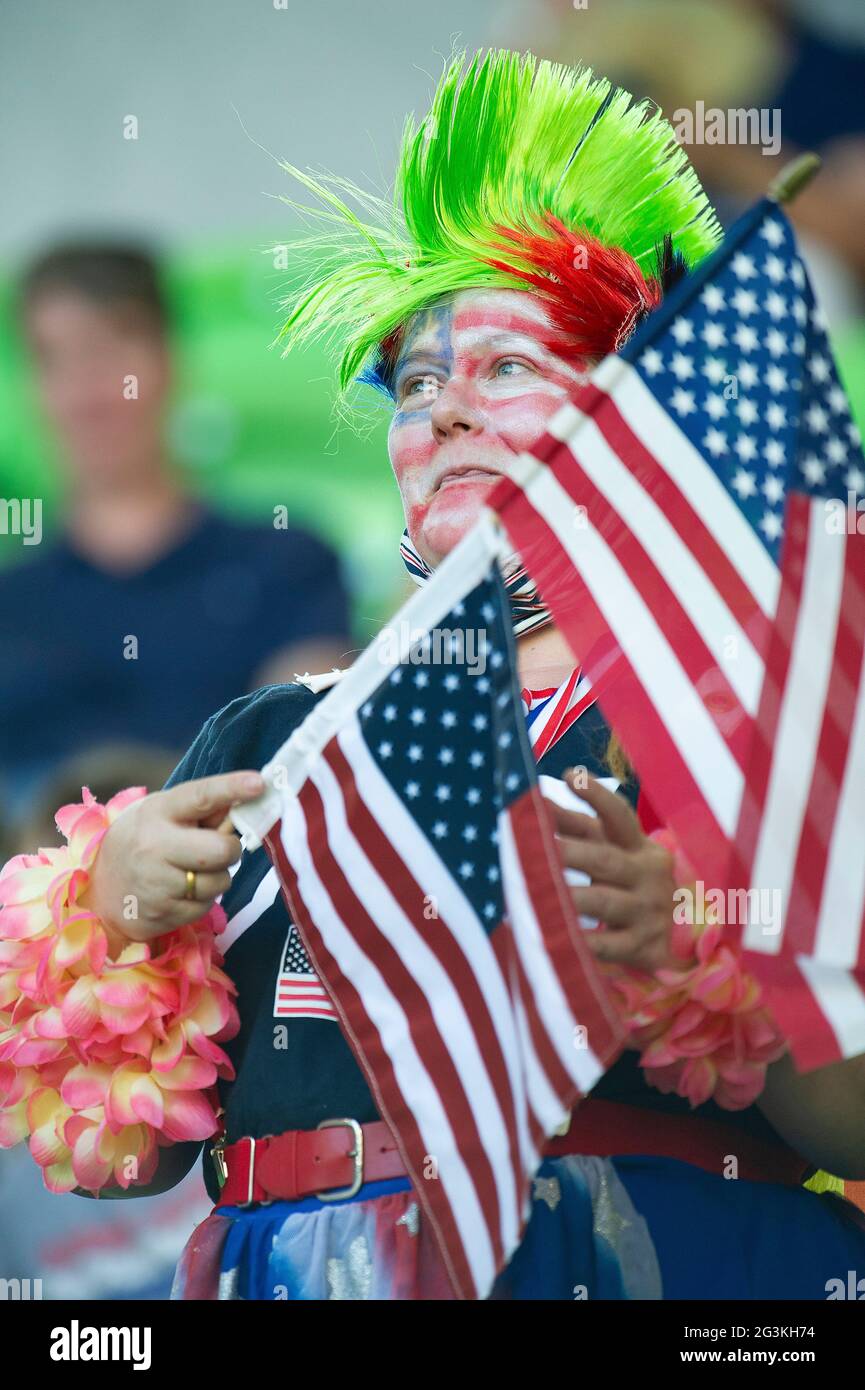 Austin, Texas, USA. 16th June, 2021. Soccer fan in action during the ...